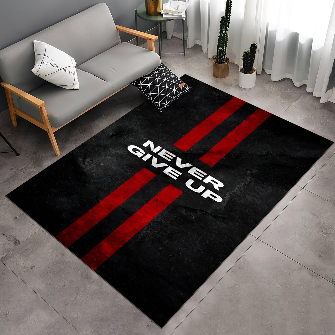 Never Give up Rug,motivation Rug,red Rug,cool Rug,positive Quote Rug ...