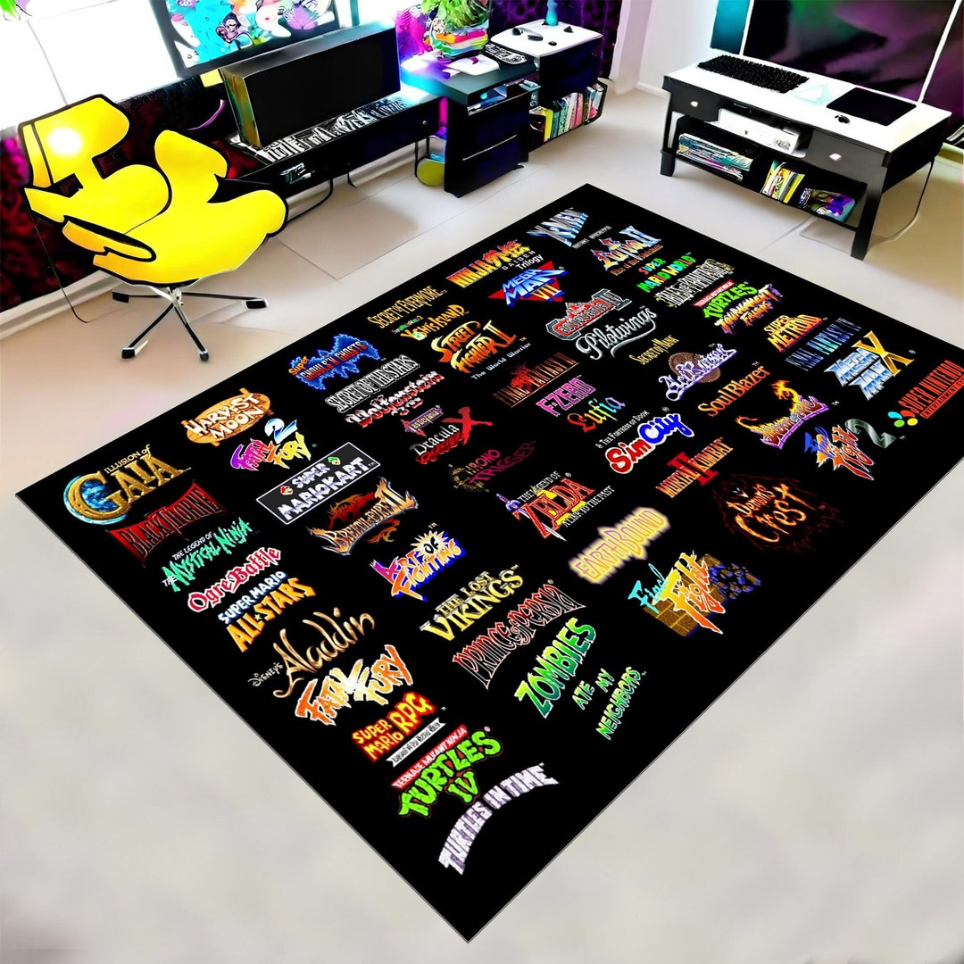Game Names Rug, Popular Games Rug, Gamer Rug, Gaming Rug, Play Room Rug ...
