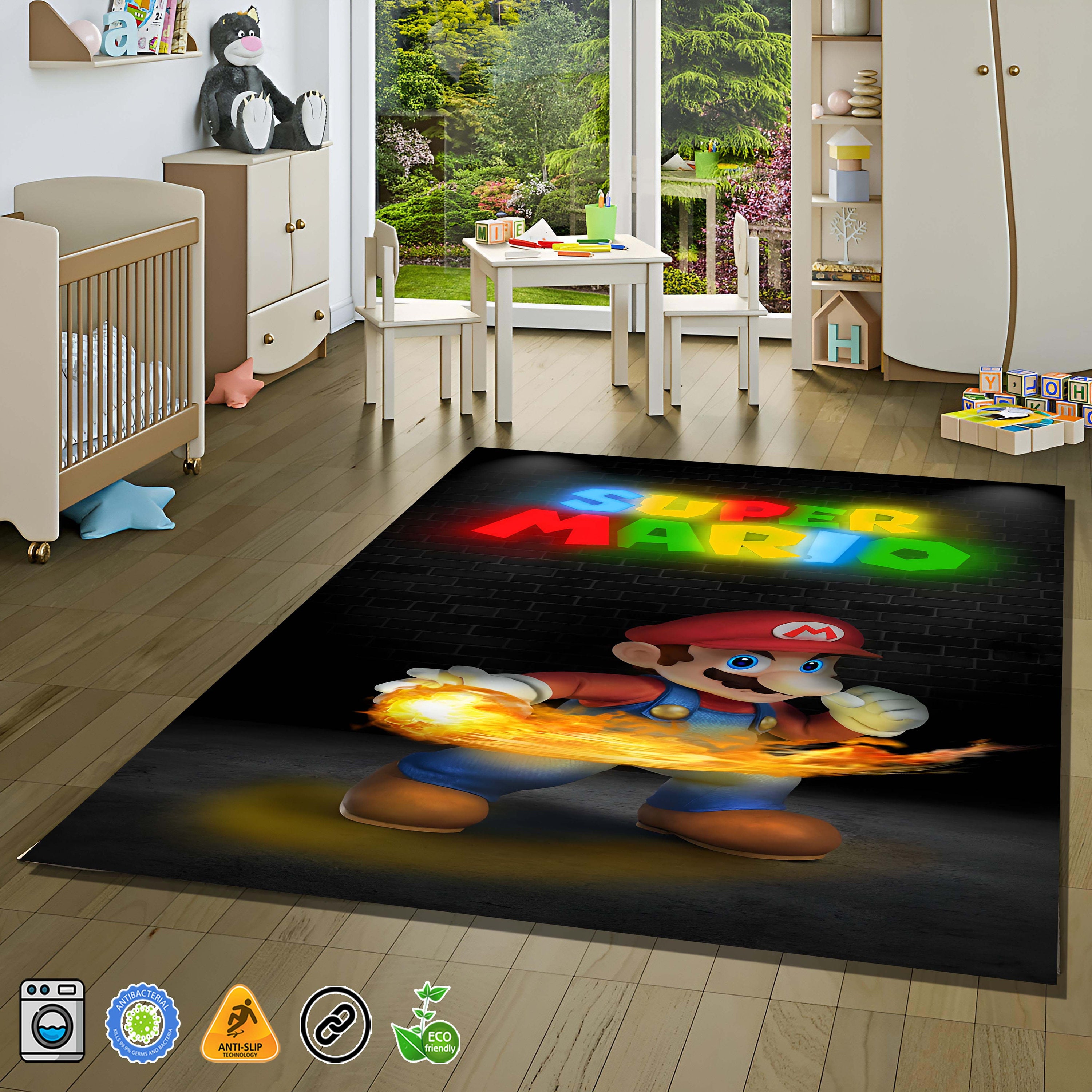 Super Mario Rug, Mario Rug, Kids Room Rug, Boys Room Rug, Home Decor ...