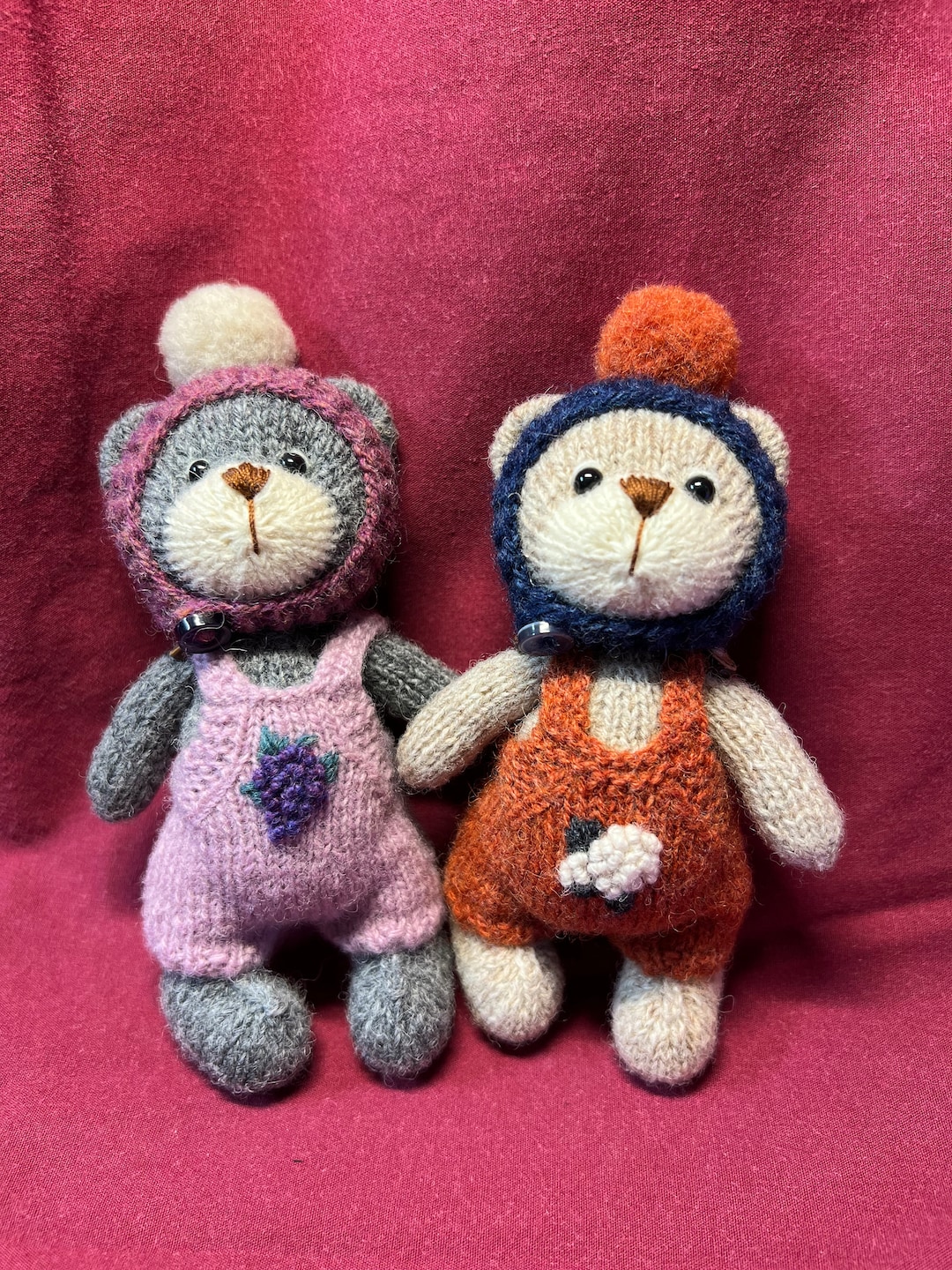 Diy-shetland Wool Handcrafted Teddy Bear Charms Unique Keychains With ...