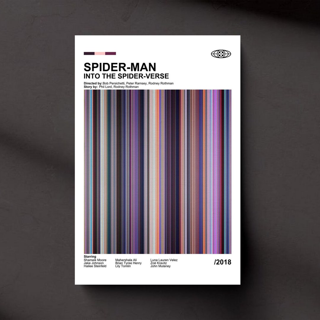 Spider-man: Into the Spider-verse Poster, Barcode Movie Art, Vintage ...