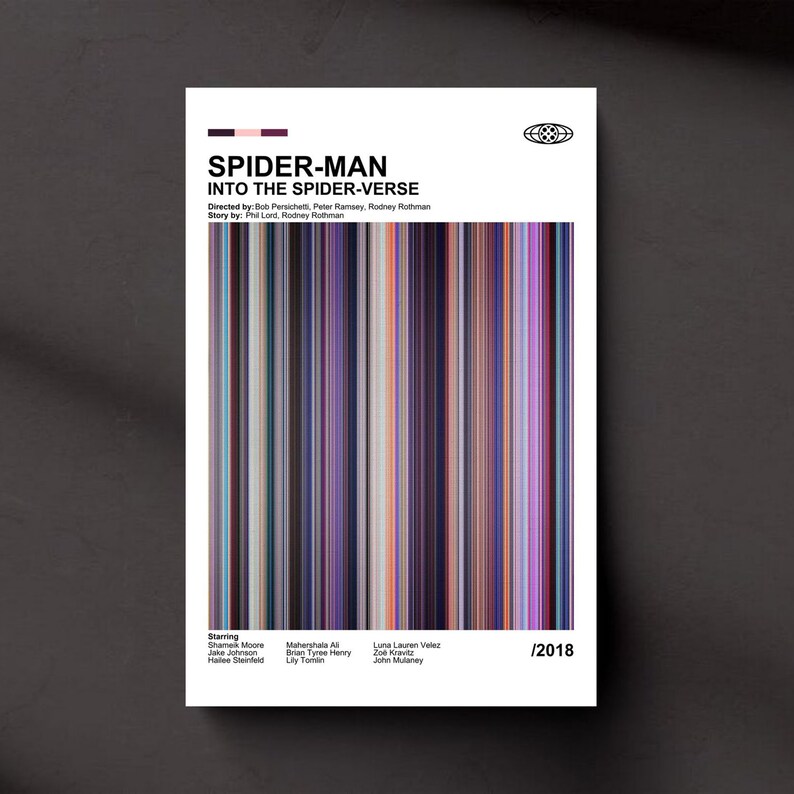 Spider-man: Into the Spider-verse Poster, Barcode Movie Art, Vintage ...