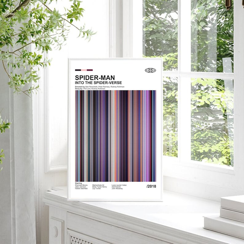 Spider-man: Into the Spider-verse Poster, Barcode Movie Art, Vintage ...