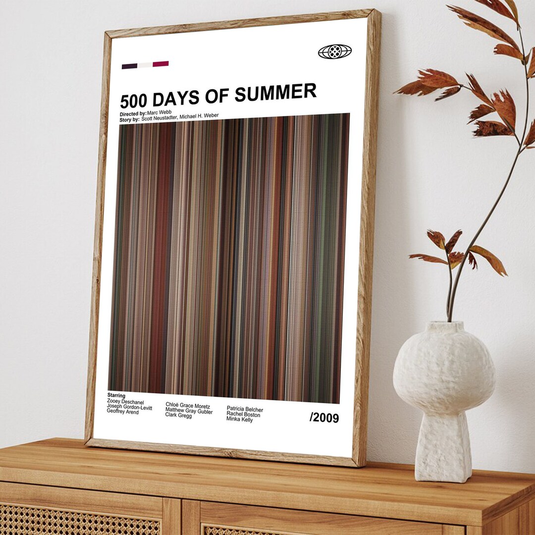 500 Days of Summer Poster, Barcode Movie Art, Vintage Vertical Movie ...
