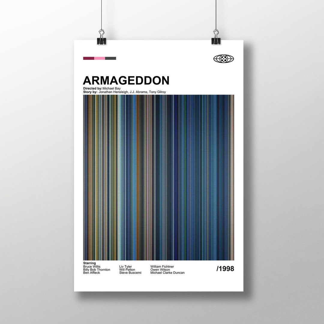 Armageddon Poster, Barcode Movie Art, Vintage Vertical Movie Poster ...