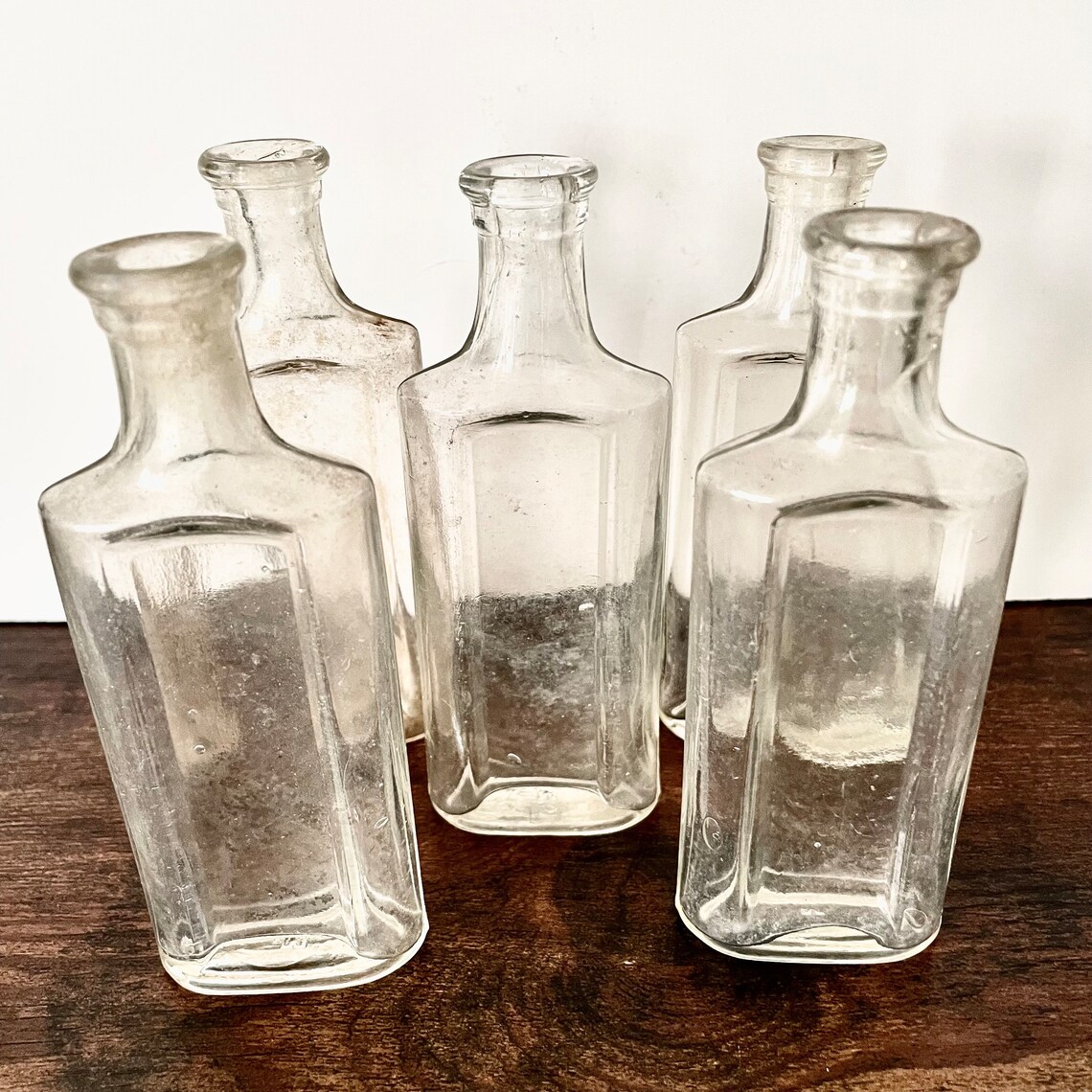 Vintage Glass Pharmacy Bottles Set of 5 - Etsy