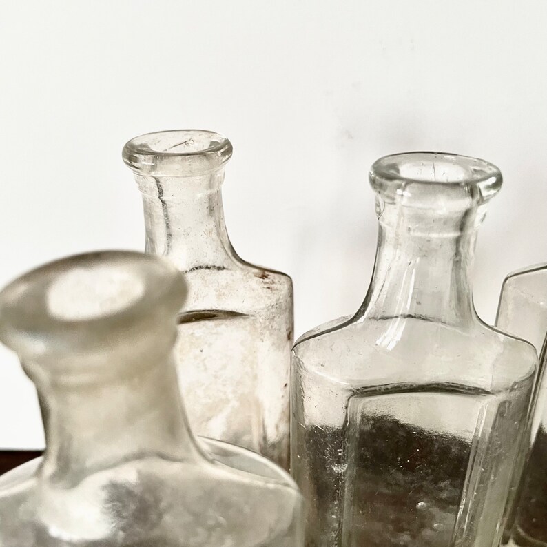Vintage Glass Pharmacy Bottles Set of 5 - Etsy