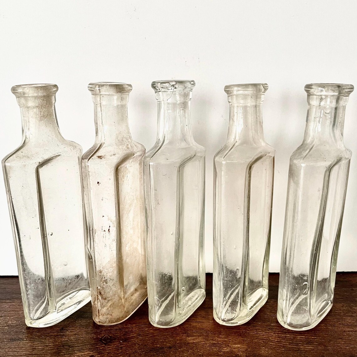 Vintage Glass Pharmacy Bottles Set of 5 - Etsy