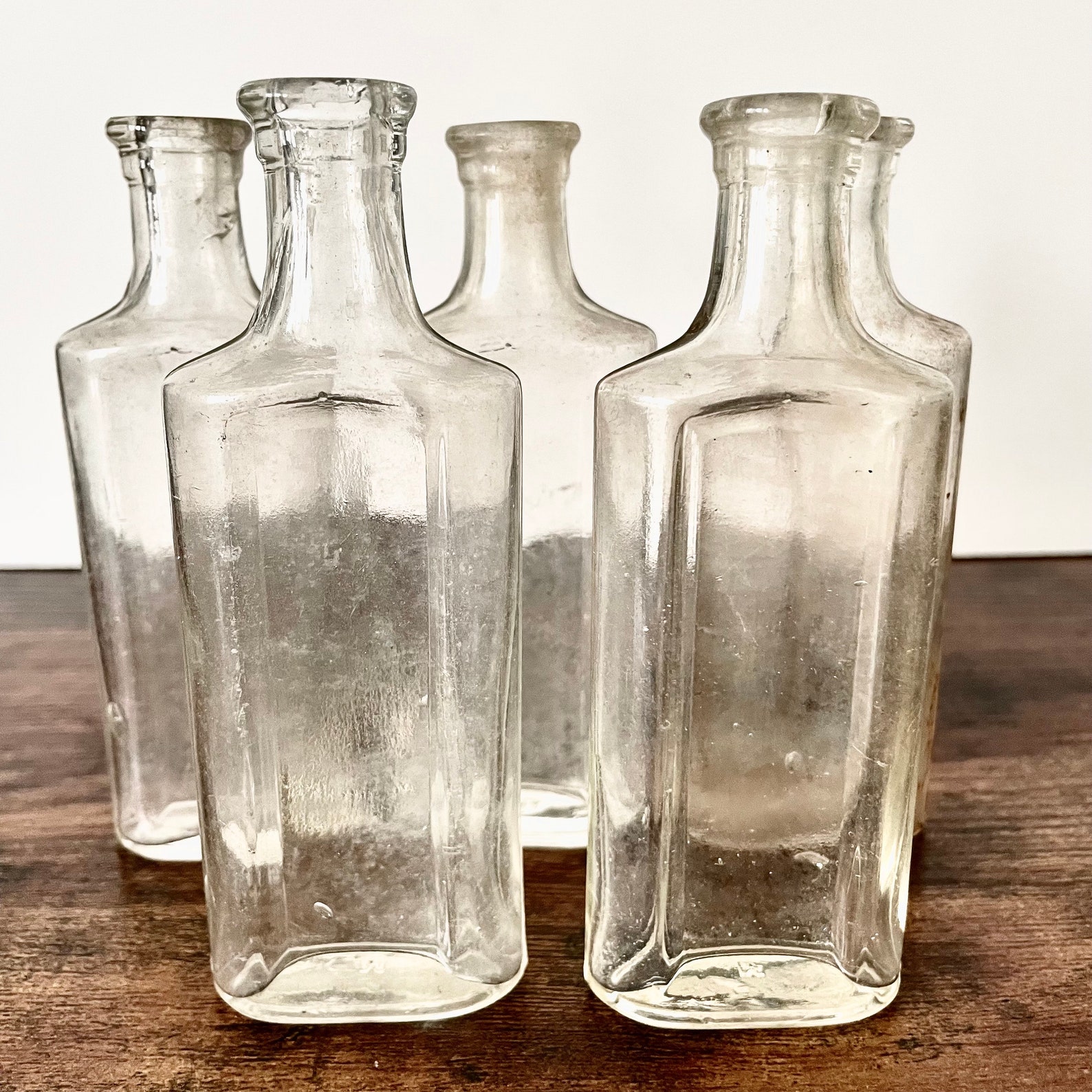 Vintage Glass Pharmacy Bottles Set of 5 - Etsy