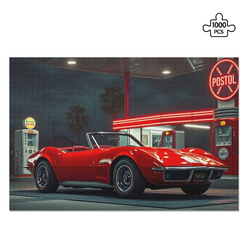 Chevy Corvette 1970 Roadster Red Wooden Picture Puzzle Jigsaw 1000 Pcs ...