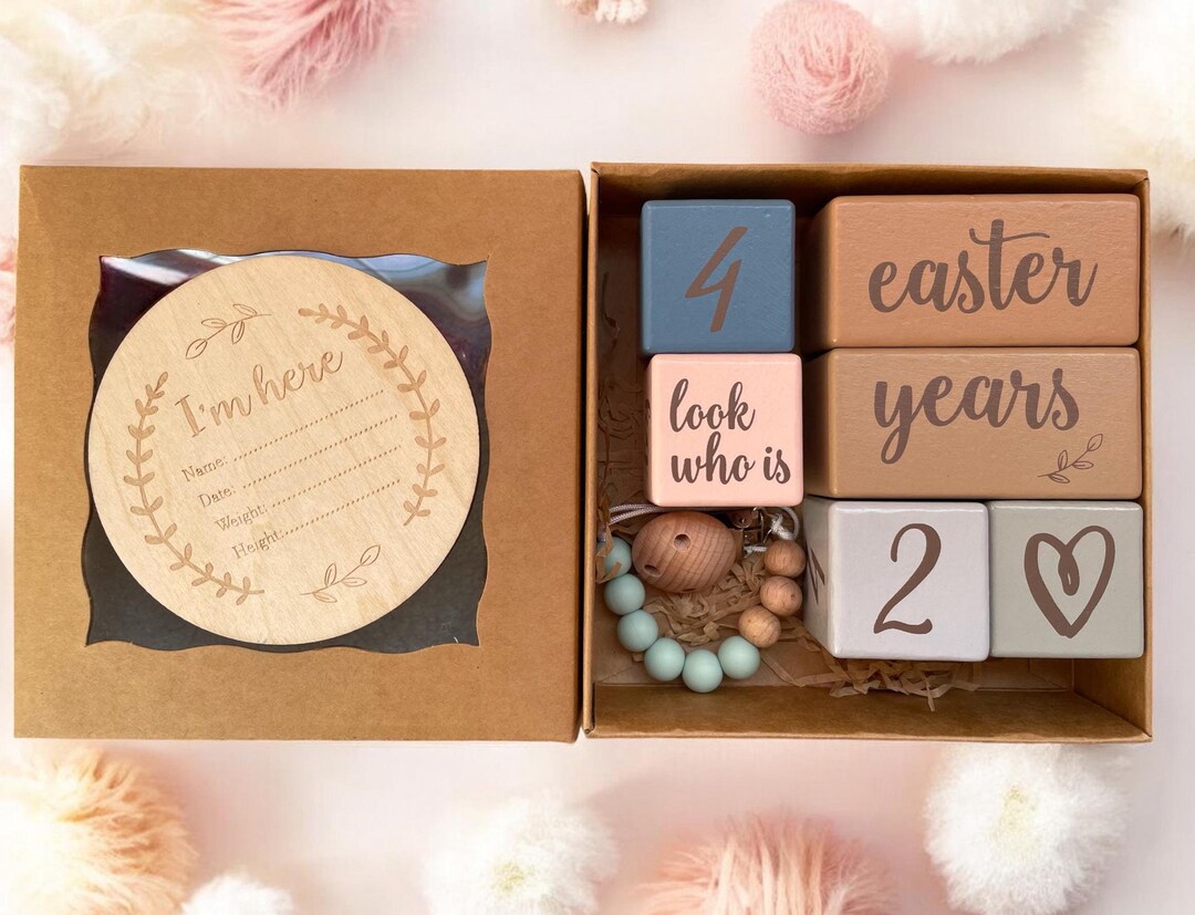 Wooden Baby Milestone Blocks | Monthly Age Photo Props | Beech Wood ...