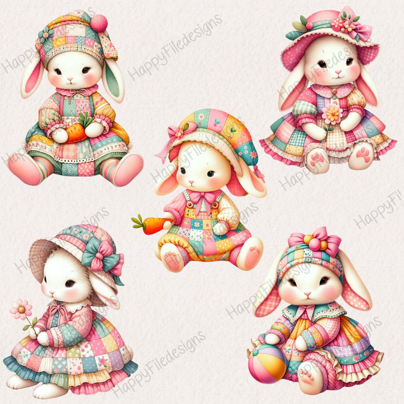 Bunny Nursery Print, Cute Rabbits Clipart Cute Bunny Clip Art, Cute ...