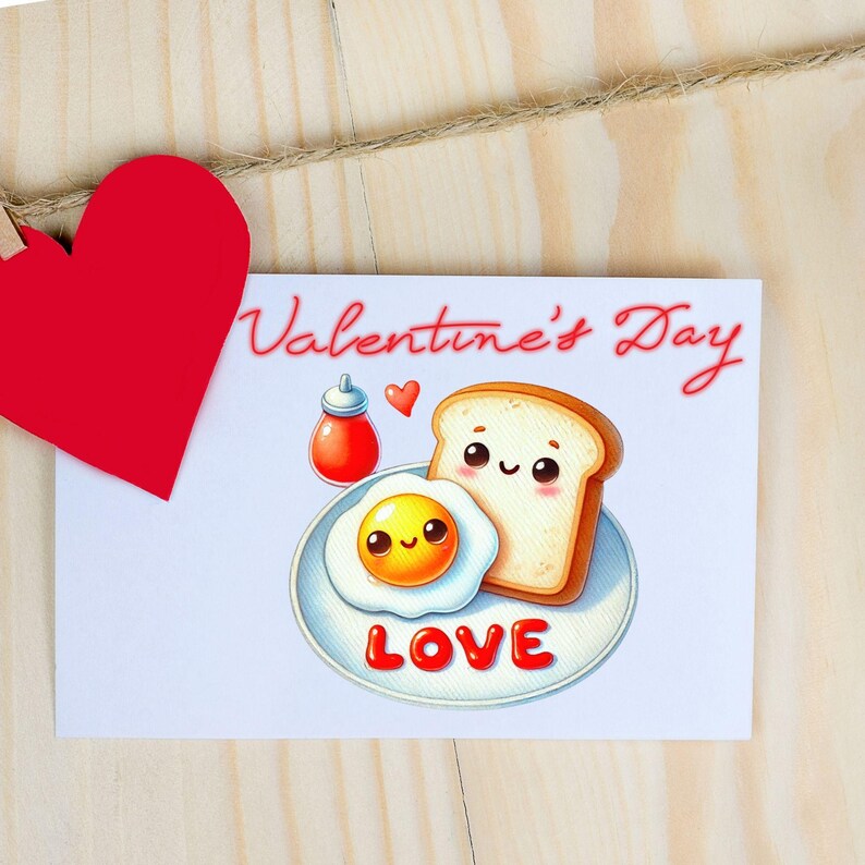 Kawaii Food Valentine Clipart: Bacon, Egg, Sausage (PNG) - Etsy