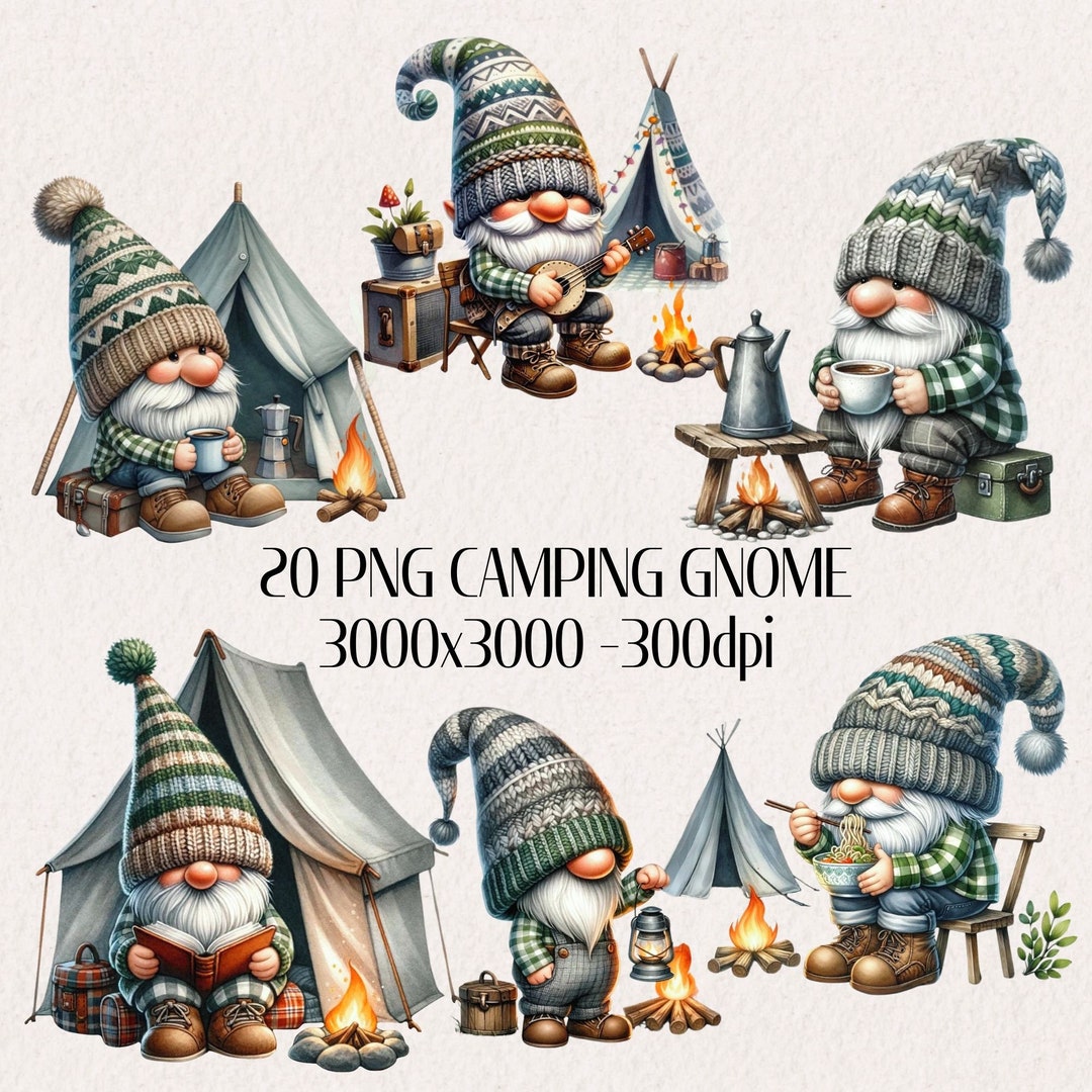 Camping Gnomes Png, Watercolor Camping Clipart, Campfire, Lantern ...