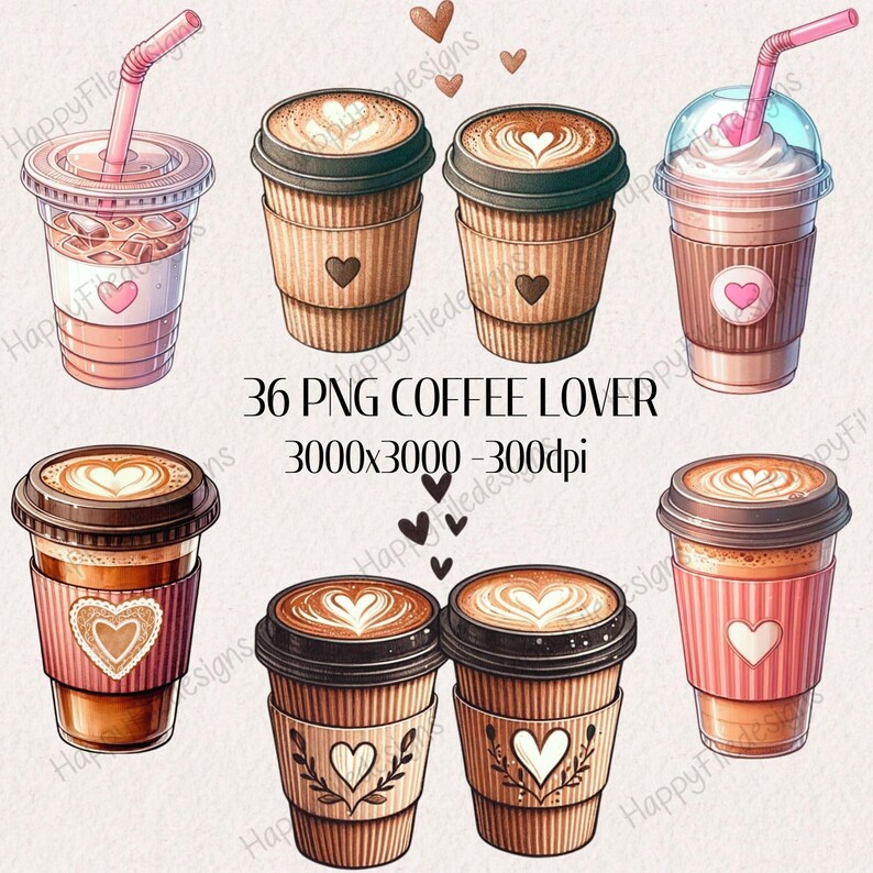 Watercolor Coffee Cup Clipart Bundle: Cafe Journal PNG (103 Files) - Etsy
