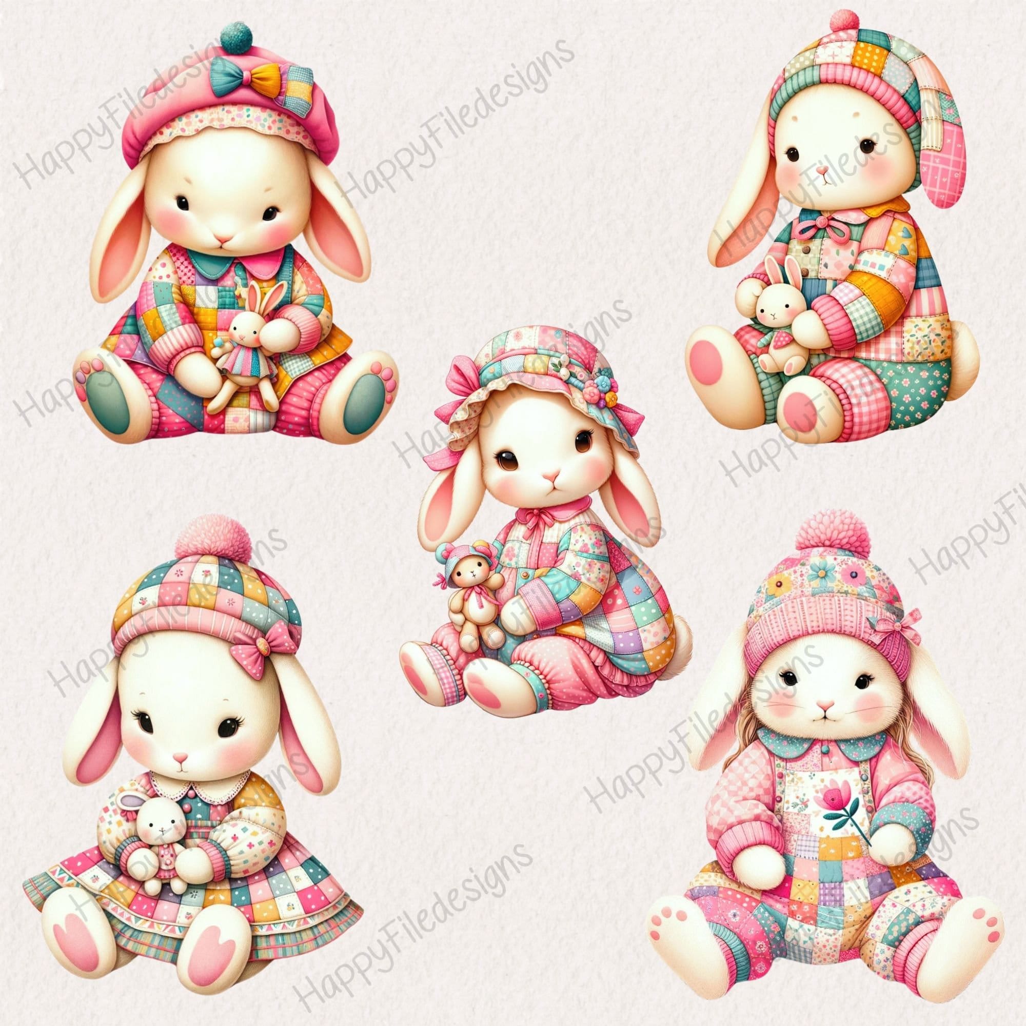 Bunny Nursery Print, Cute Rabbits Clipart Cute Bunny Clip Art, Cute ...