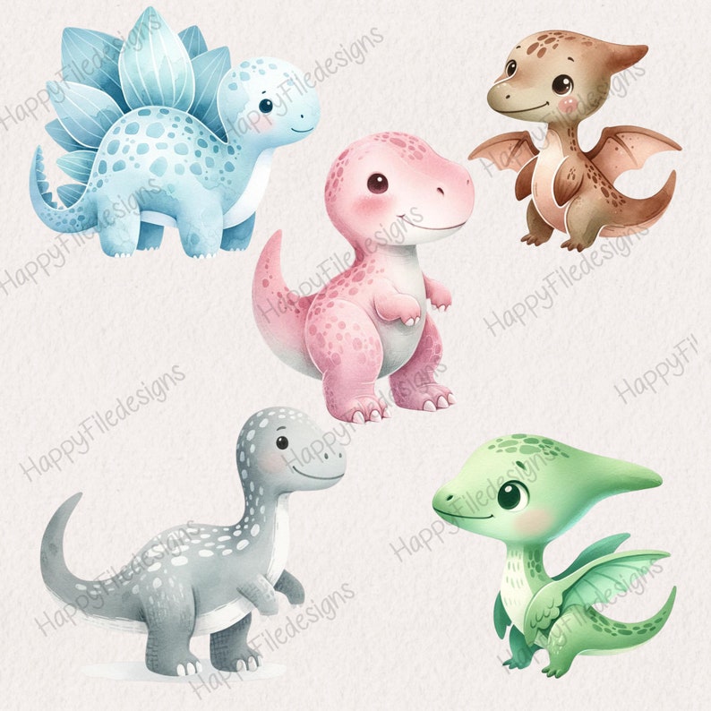Watercolor Dinosaur Clipart Set: Nursery Decor (digital Download) - Etsy