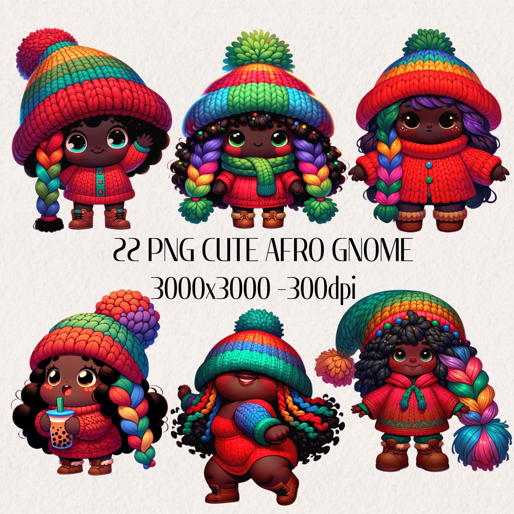 Juneteenth Afro Gnomes Clipart: Emancipation Day PNG (digital Download ...