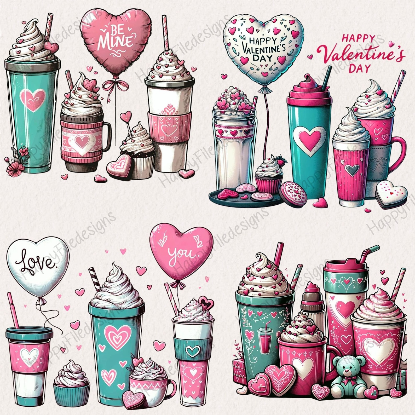 14 Valentine's Day Coffee Drinks PNG, Valentine's Day PNG, Coffee Love ...