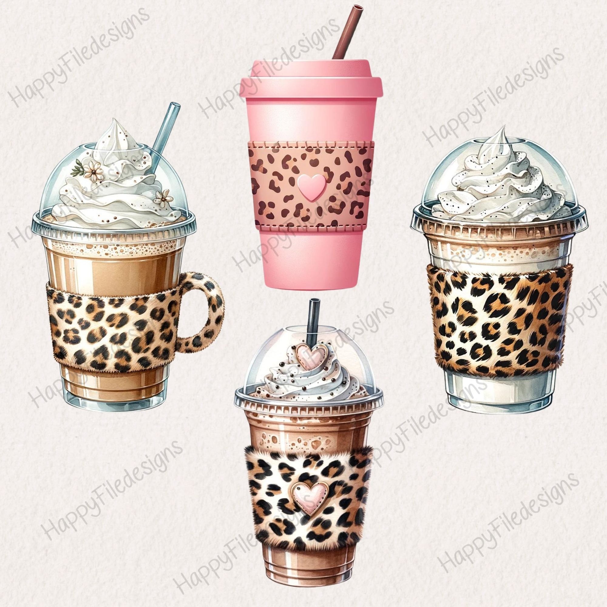 Leopard Coffee Cups Png Design Download, Coffee Love Png, Coffee Time ...