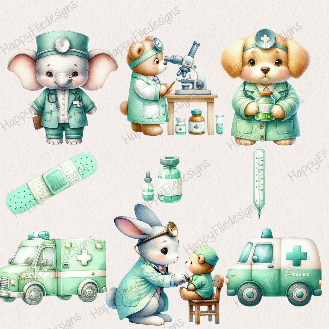 Watercolor Doctor Clipart, Hospital, Medical Nurse Images, Cute Animals ...