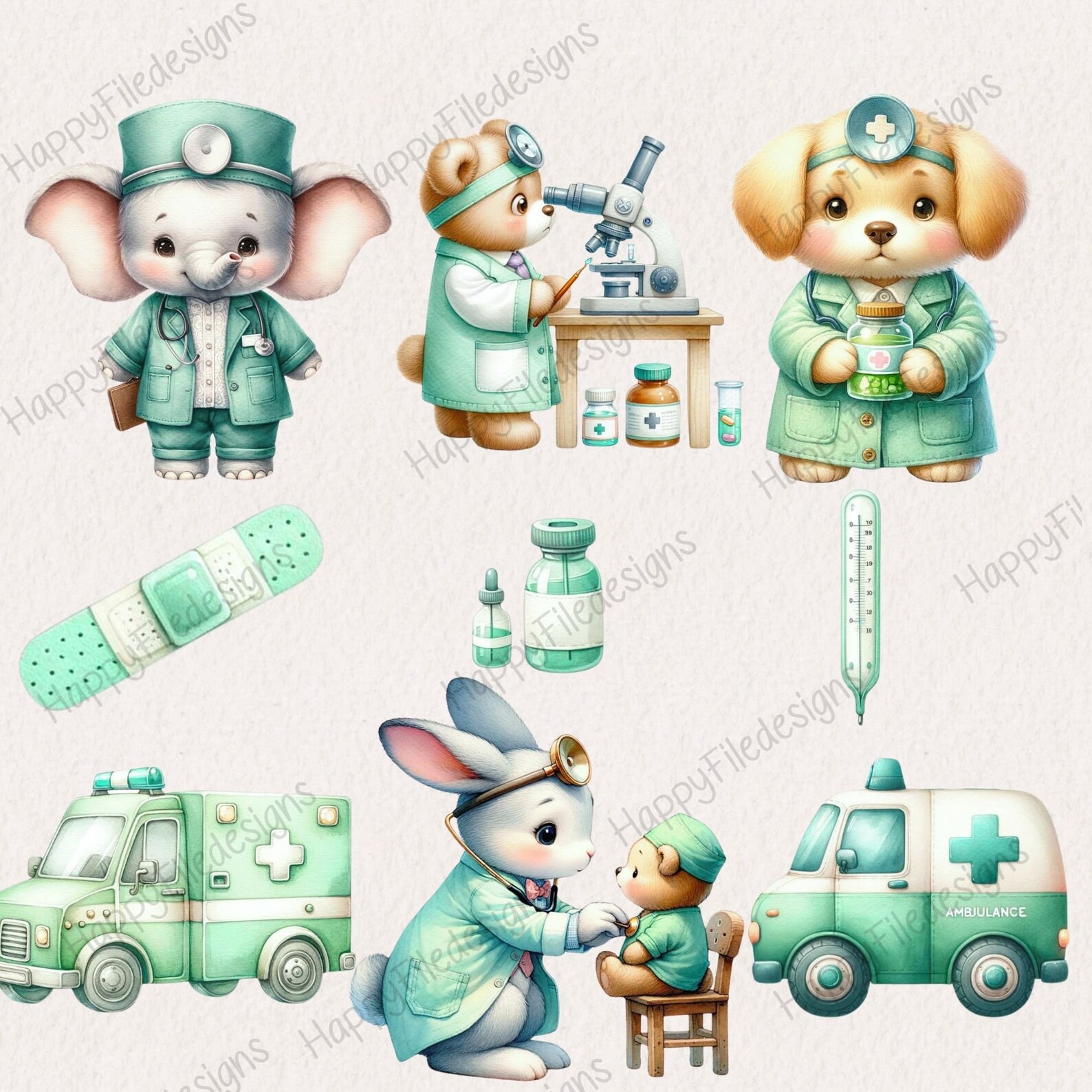 Watercolor Doctor Clipart, Hospital, Medical Nurse Images, Cute Animals ...