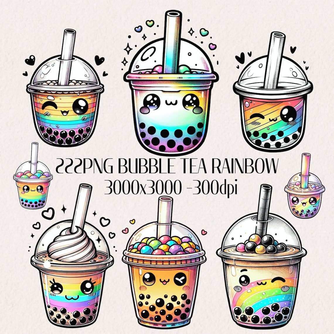 Bundle Boba Tea Clipart, Bubble Tea Kawaii Clipart Set, Cute Bubble Tea ...