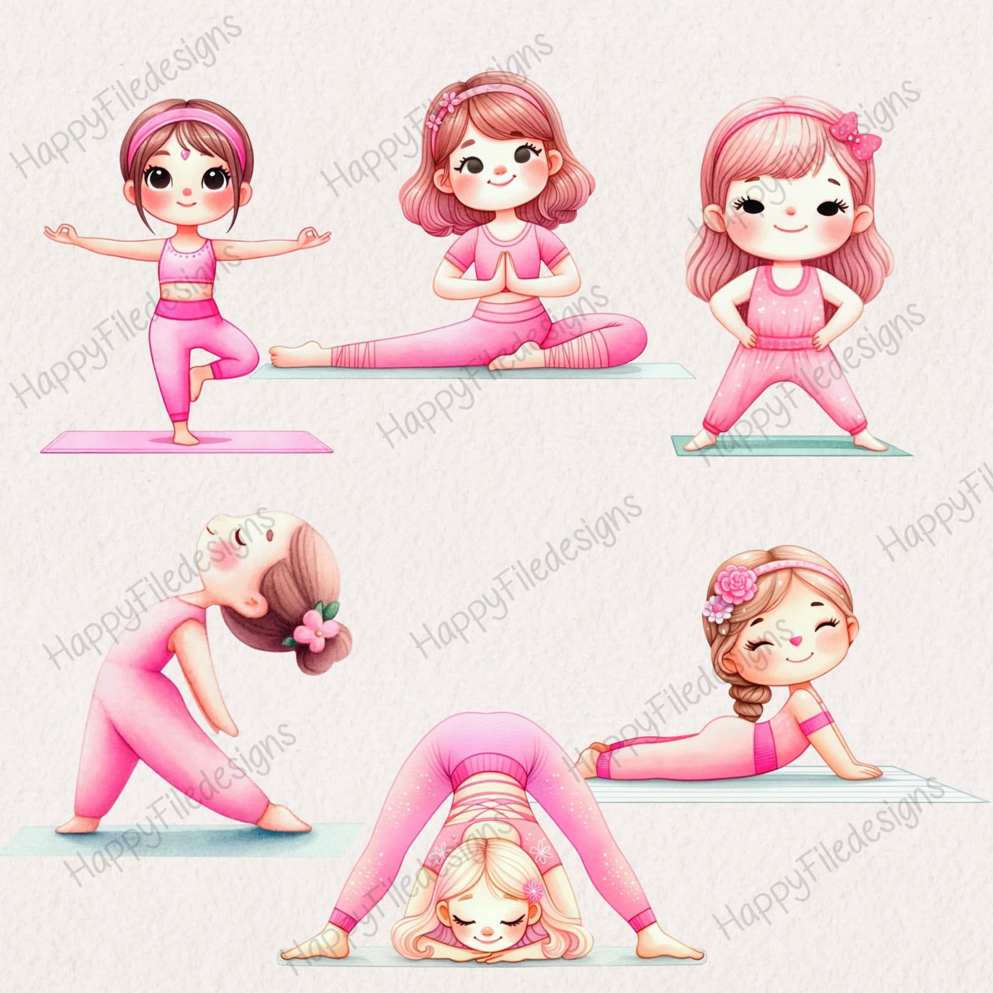 Watercolor Yoga Lover Clipart, Meditation Clip Art, Cute Girl Yoga ...