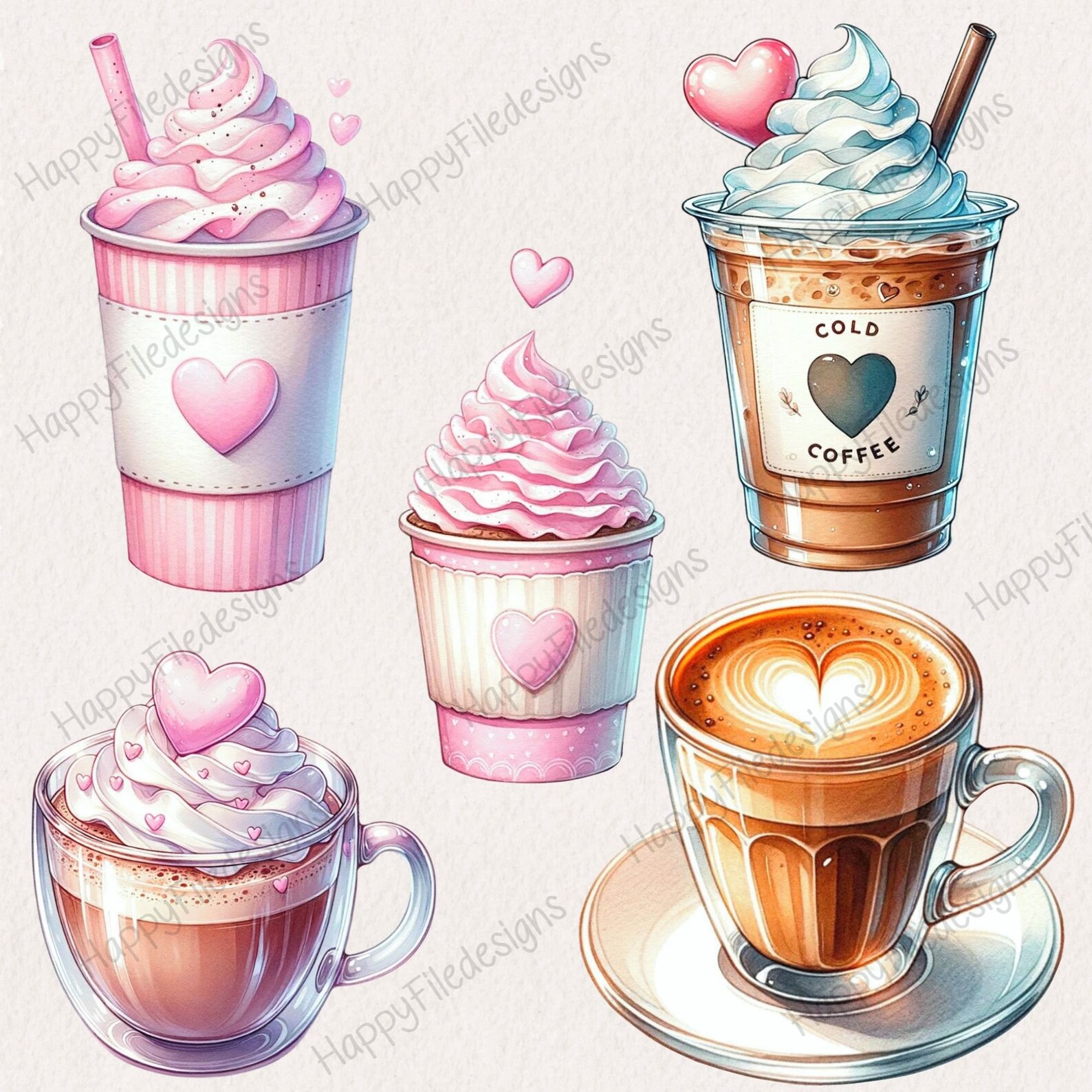 25valentine's Day Coffee Drinks PNG, Valentine's Day PNG, Coffee Love ...