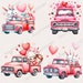 Valentines Truck Watercolor Clipart, Vintage Pink Truck, Wedding ...