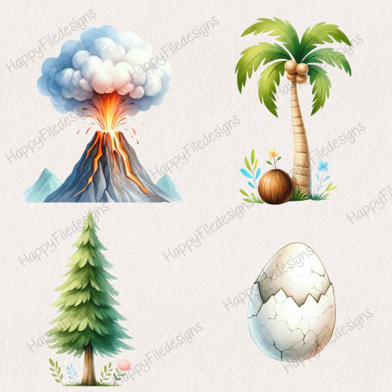 Watercolor Dinosaur Clipart Set: Nursery Decor (digital Download) - Etsy