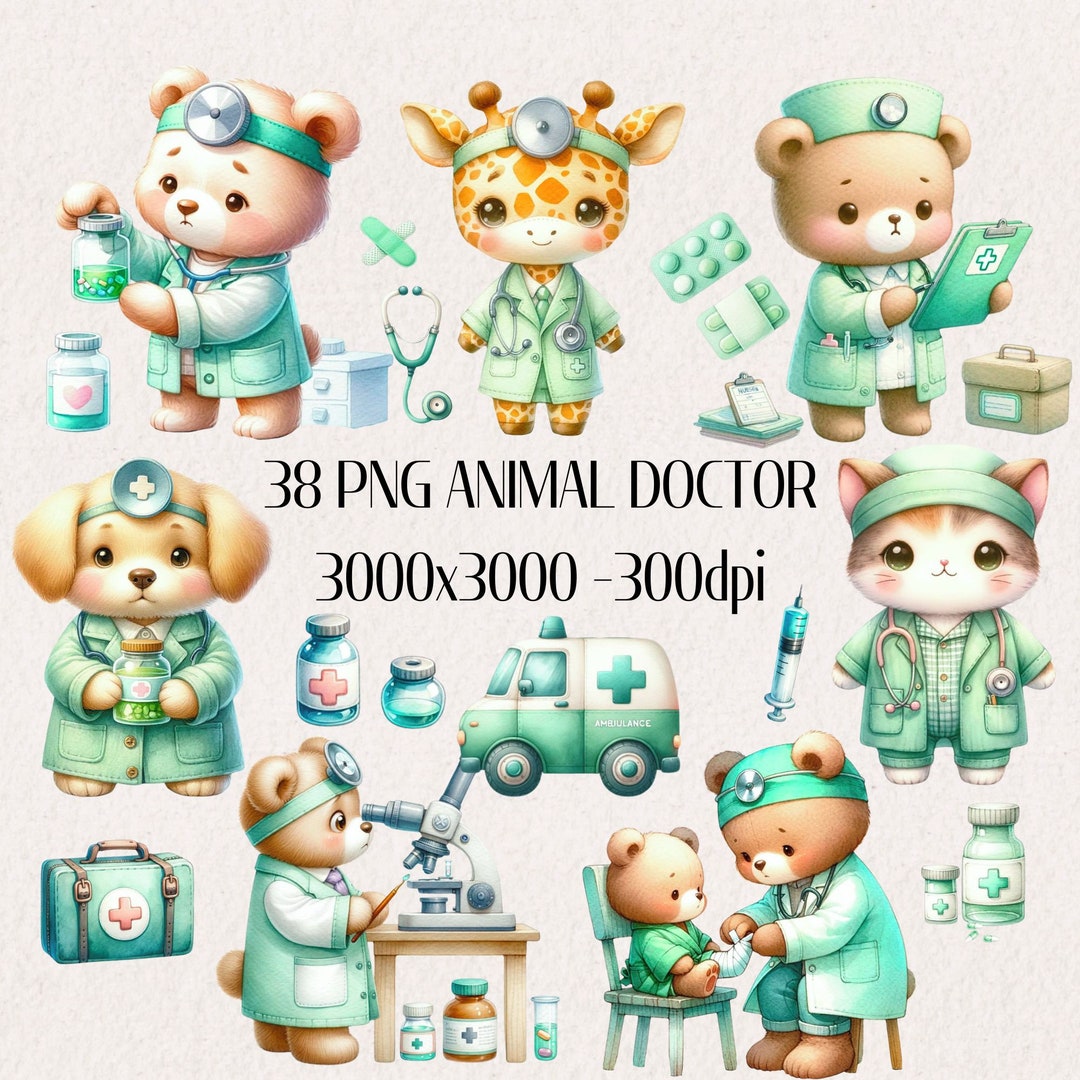 Watercolor Doctor Clipart, Hospital, Medical Nurse Images, Cute Animals ...