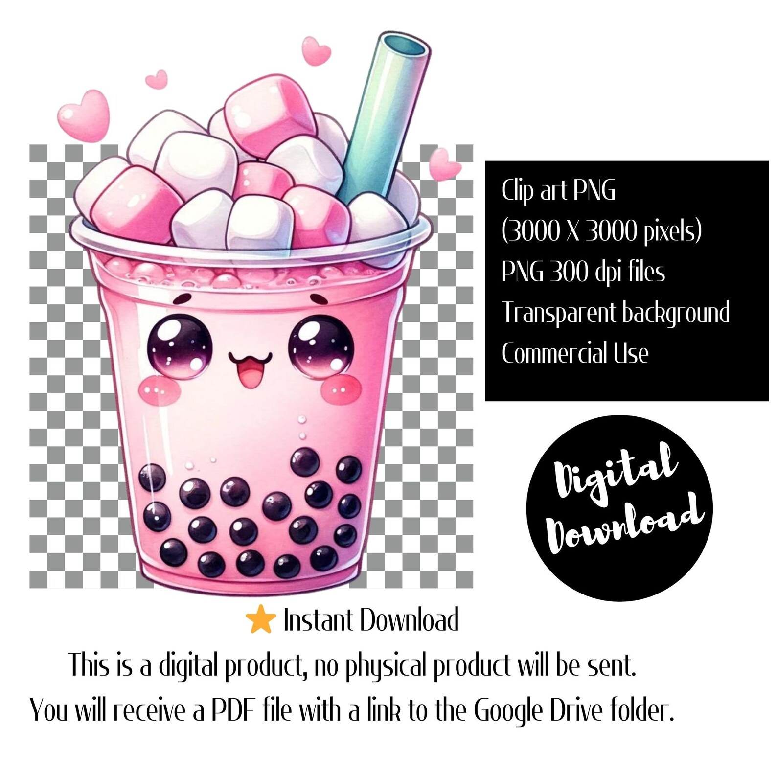 Bubble Tea Kawaii Clipart Set, Cute Bubble Tea Clip Art ,boba Tea ...