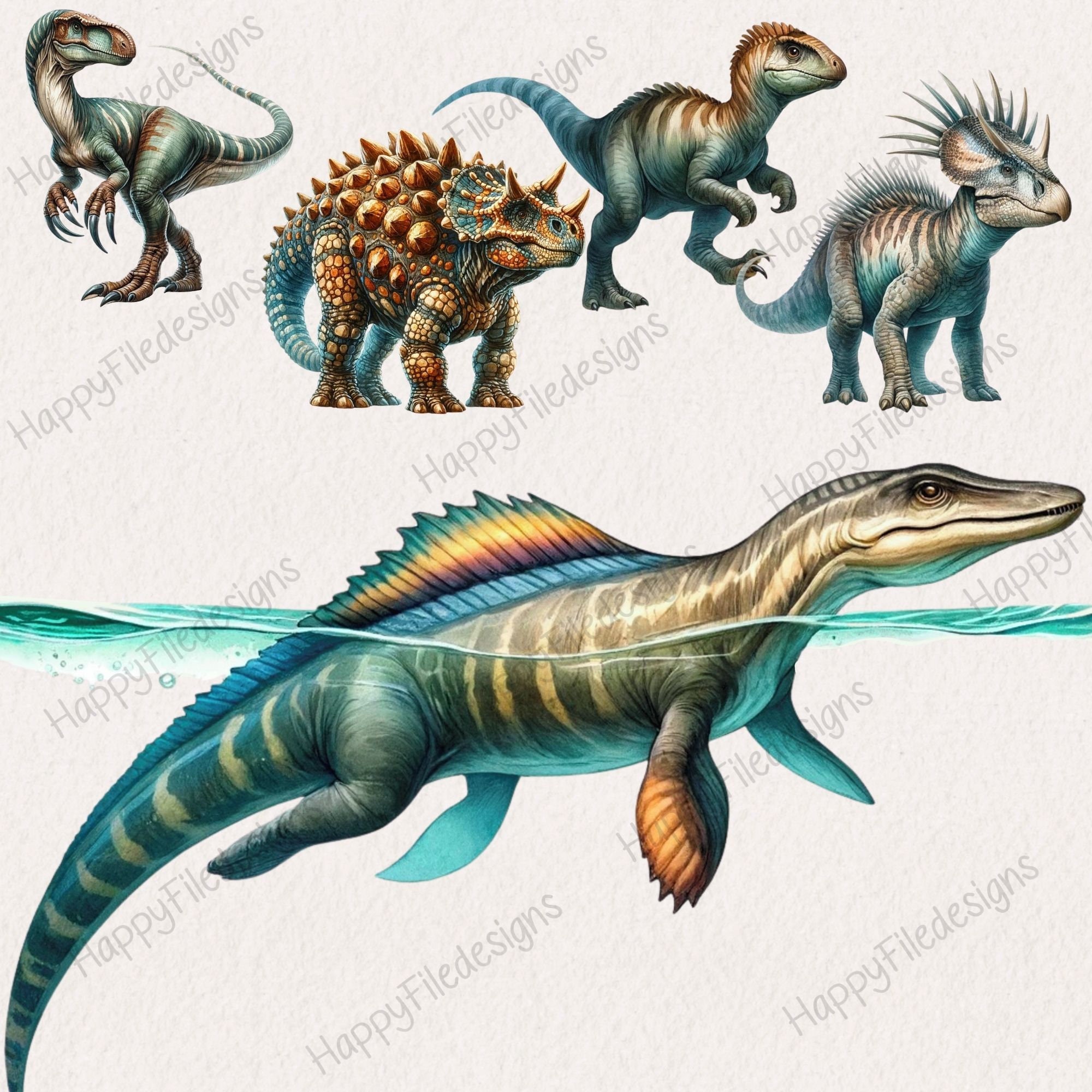 Watercolor Dinosaur Clipart Collection Nursery Clipart, Dinosaur ...