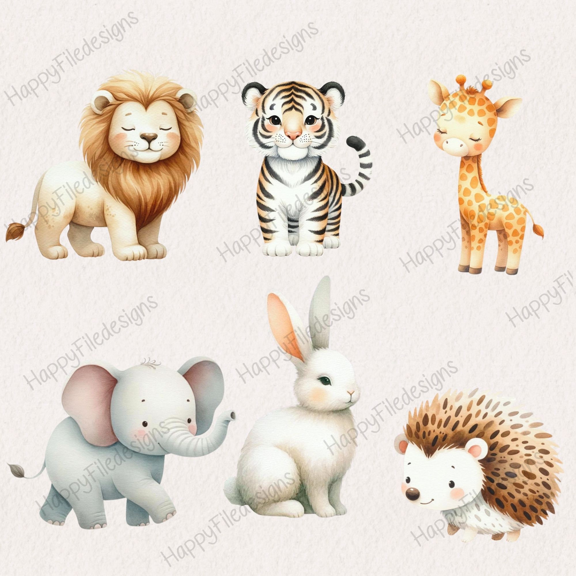 Woodland Animals Watercolor Clipart, Forest Animals Clipart Cute ...