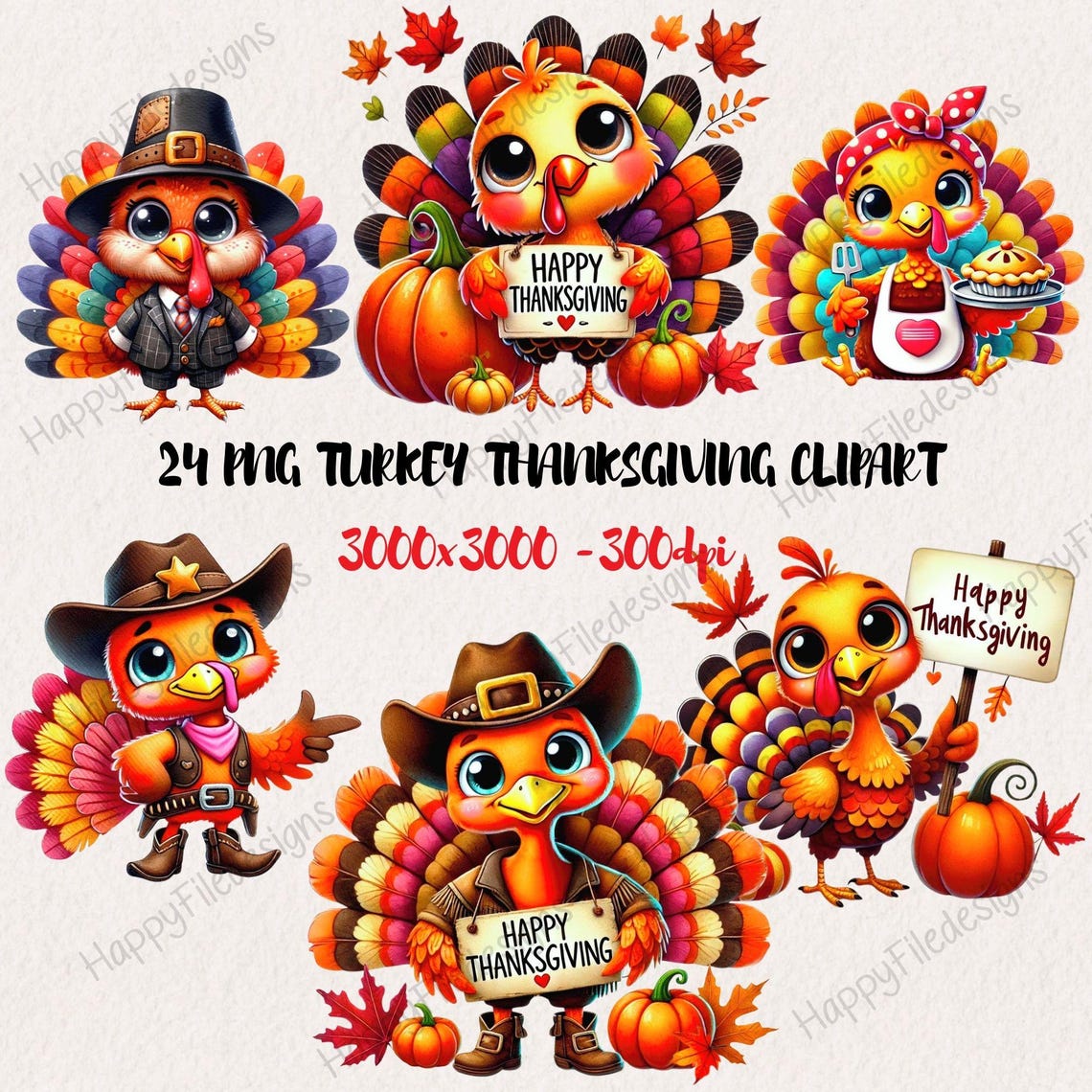 Watercolor Thanksgiving Turkey Clipart , Thanksgiving Clipart, Colorful ...