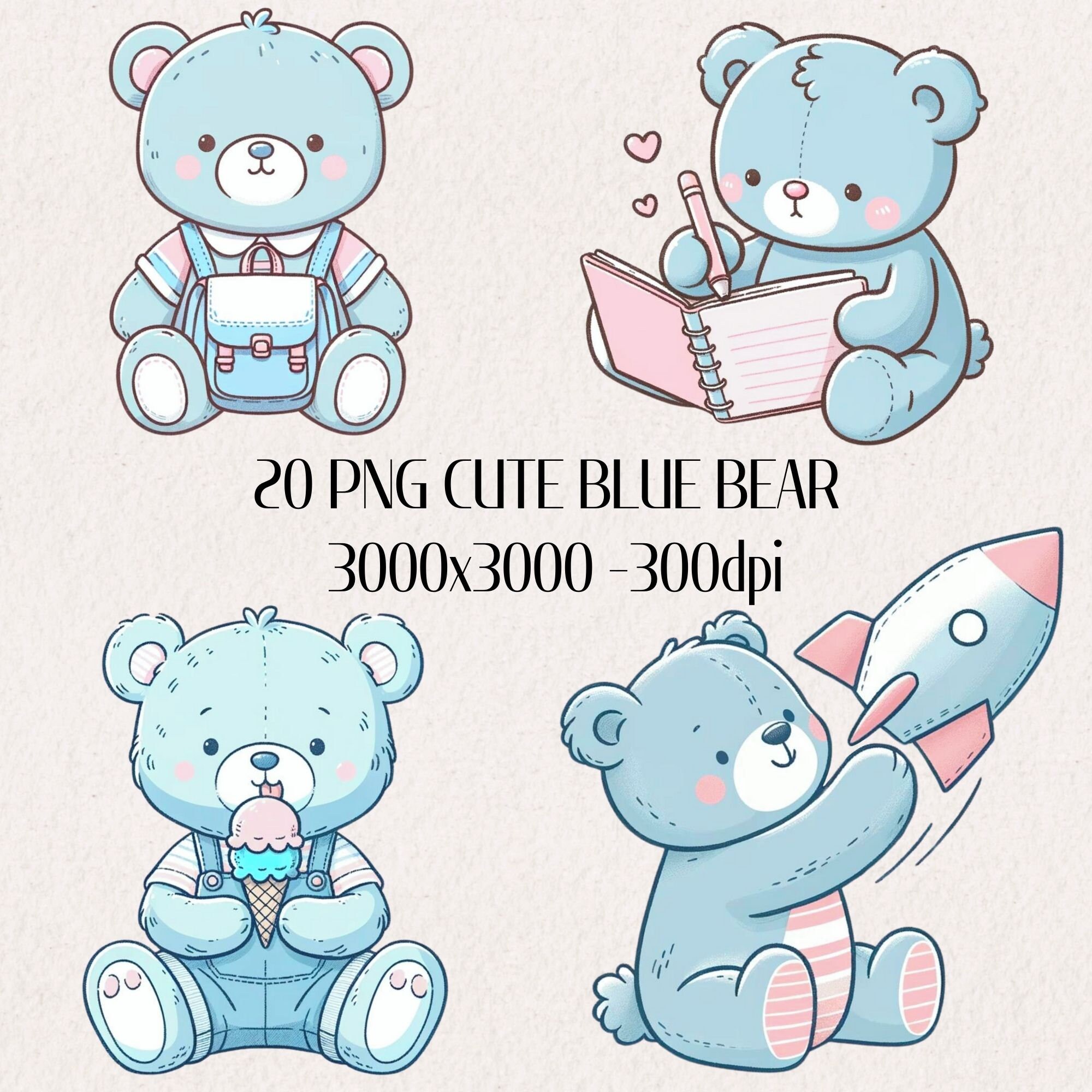 20 Teddy Bear Clipart for Boy, Watercolor Baby Shower Clipart, Bear ...