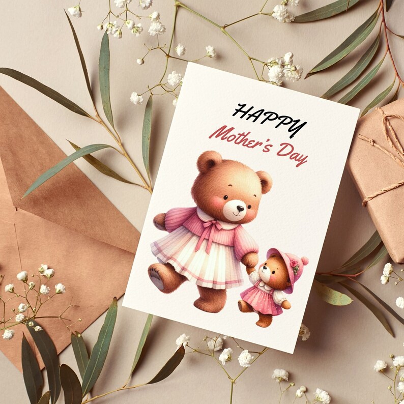 Teddy Bear Mother's Day PNG, Watercolor Teddy Bear, Mothers Day ...