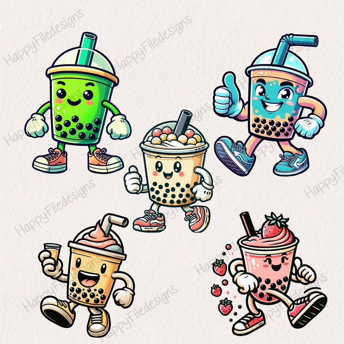Funny Bubble Tea Clipart Set, Cute Bubble Tea Clip Art ,boba Tea ...