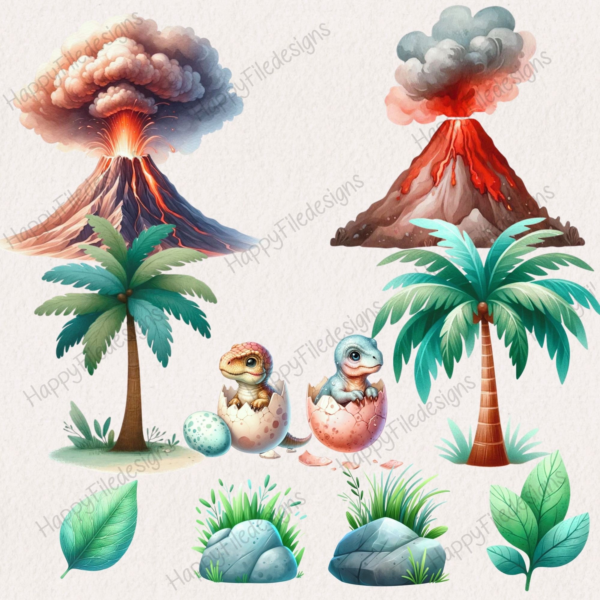 Watercolor Dinosaur Clipart Collection, Dinosaur Baby Shower, Nursery ...