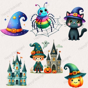 Watercolor Cute Halloween Clipart, Cute Halloween Graphics and Decor ...