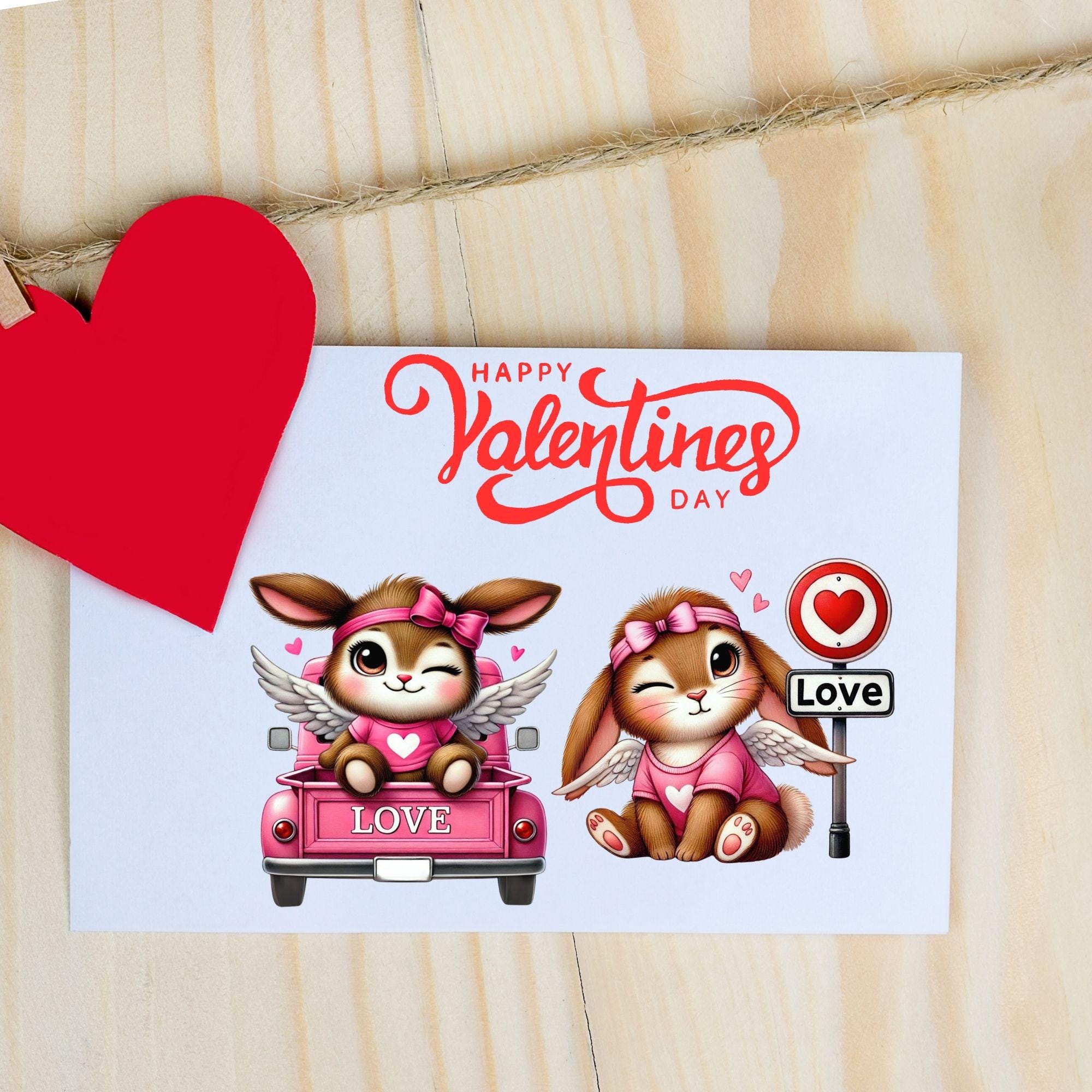 27 Valentine Bunny Clipart Bundle, Watercolor Valentines Bunnies ...