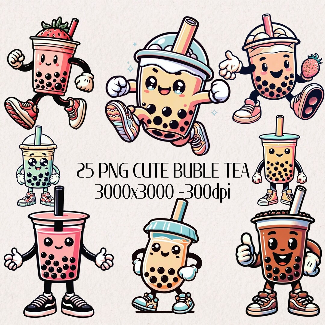 Funny Bubble Tea Clipart Set, Cute Bubble Tea Clip Art ,boba Tea ...