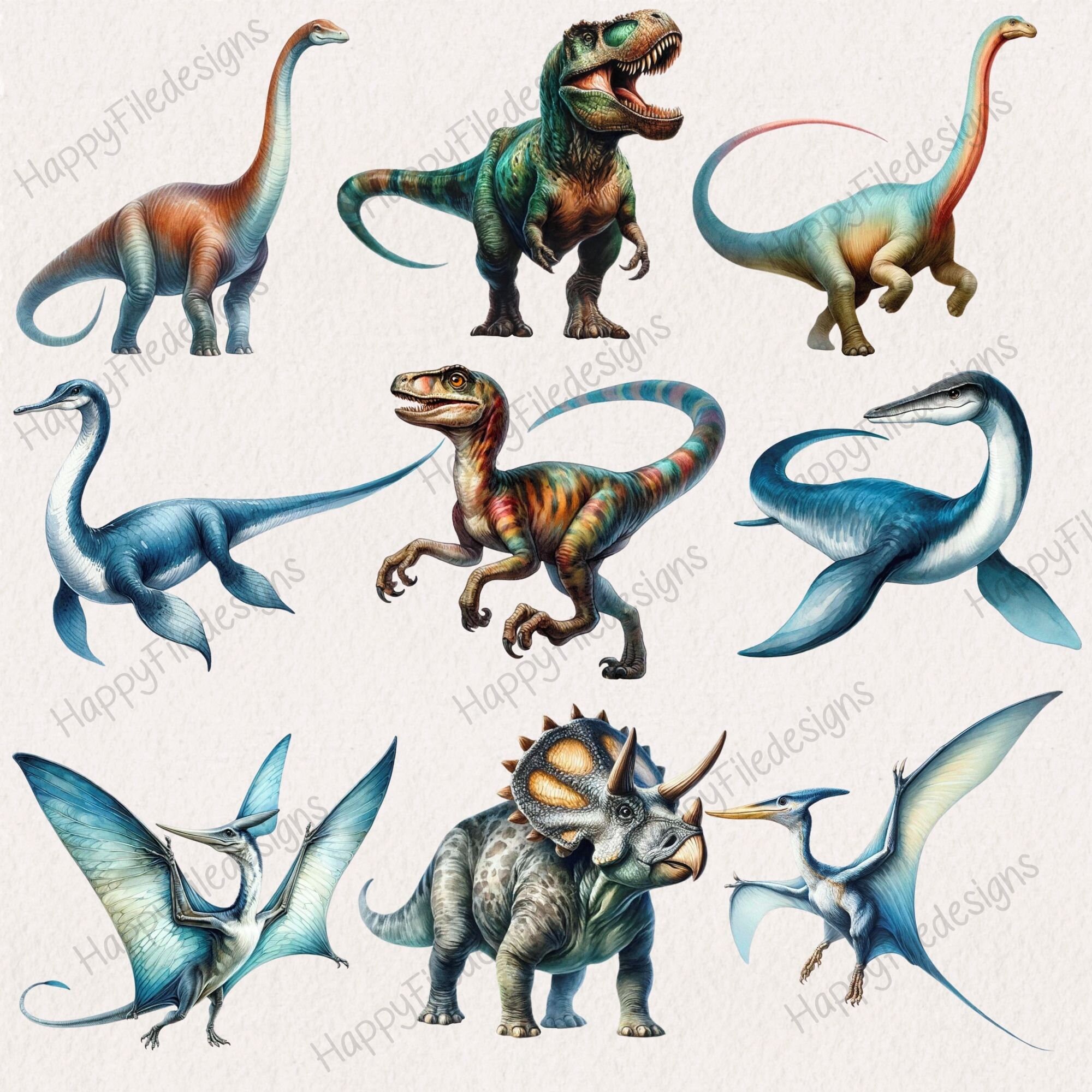 Watercolor Dinosaur Clipart Collection Nursery Clipart, Dinosaur ...