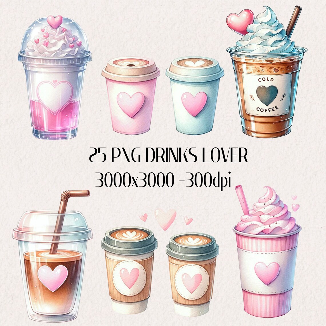 25valentine's Day Coffee Drinks PNG, Valentine's Day PNG, Coffee Love ...