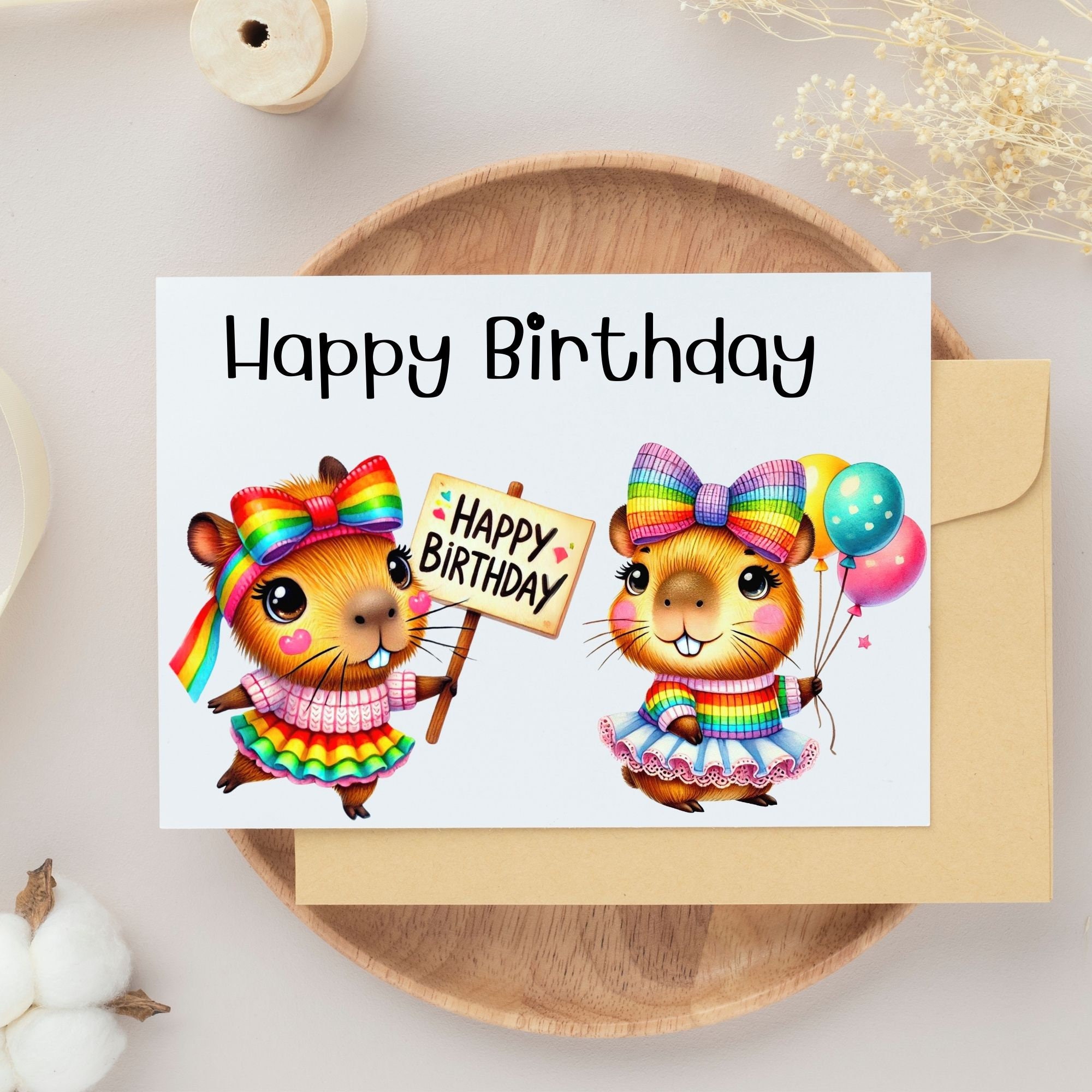 Capybara Birthday, Boy Birthday Clipart, Happy Capy Birthday, Cute ...