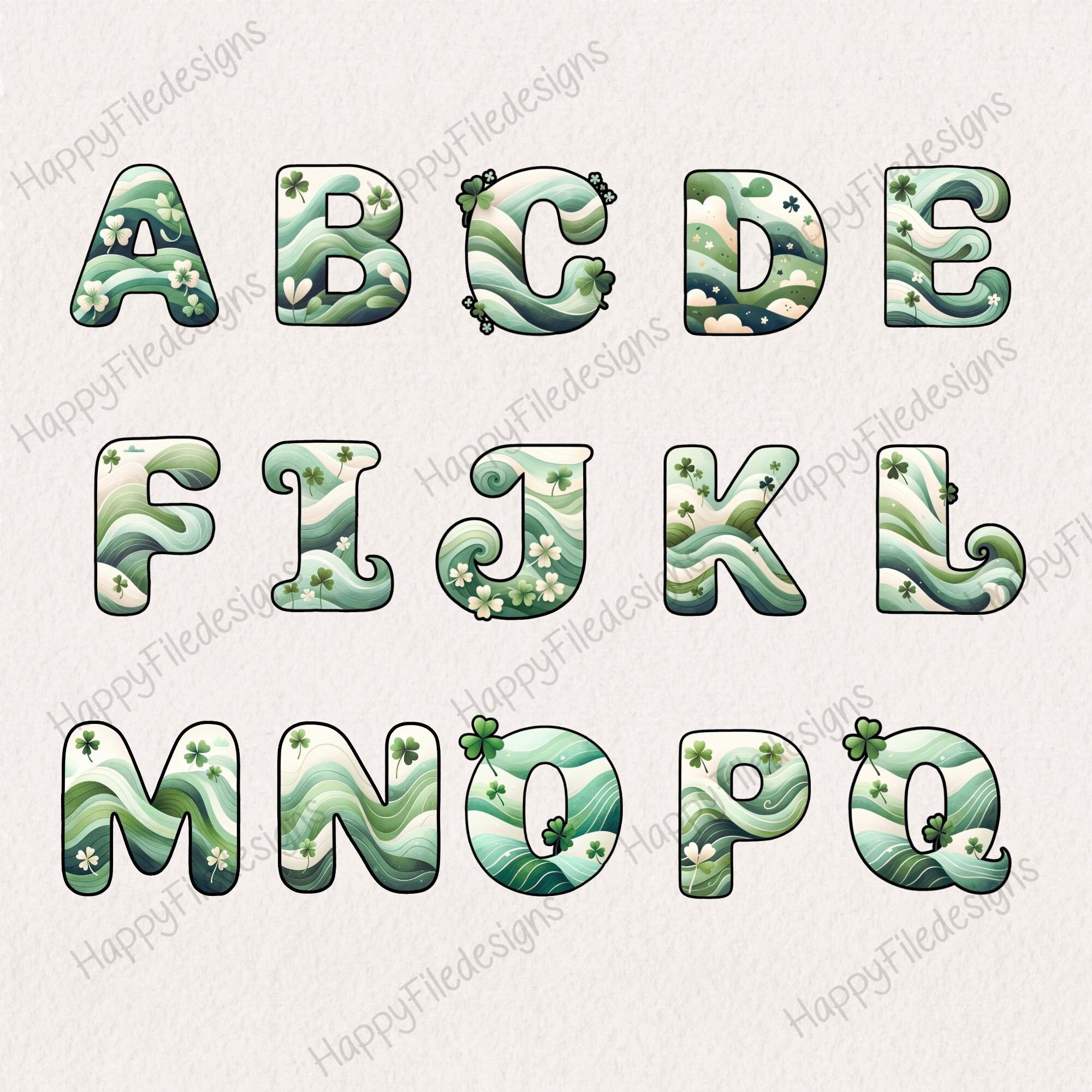 Watercolor St.patricks Alphabet Clipart, Doodle Alphabet S, T. Patricks ...