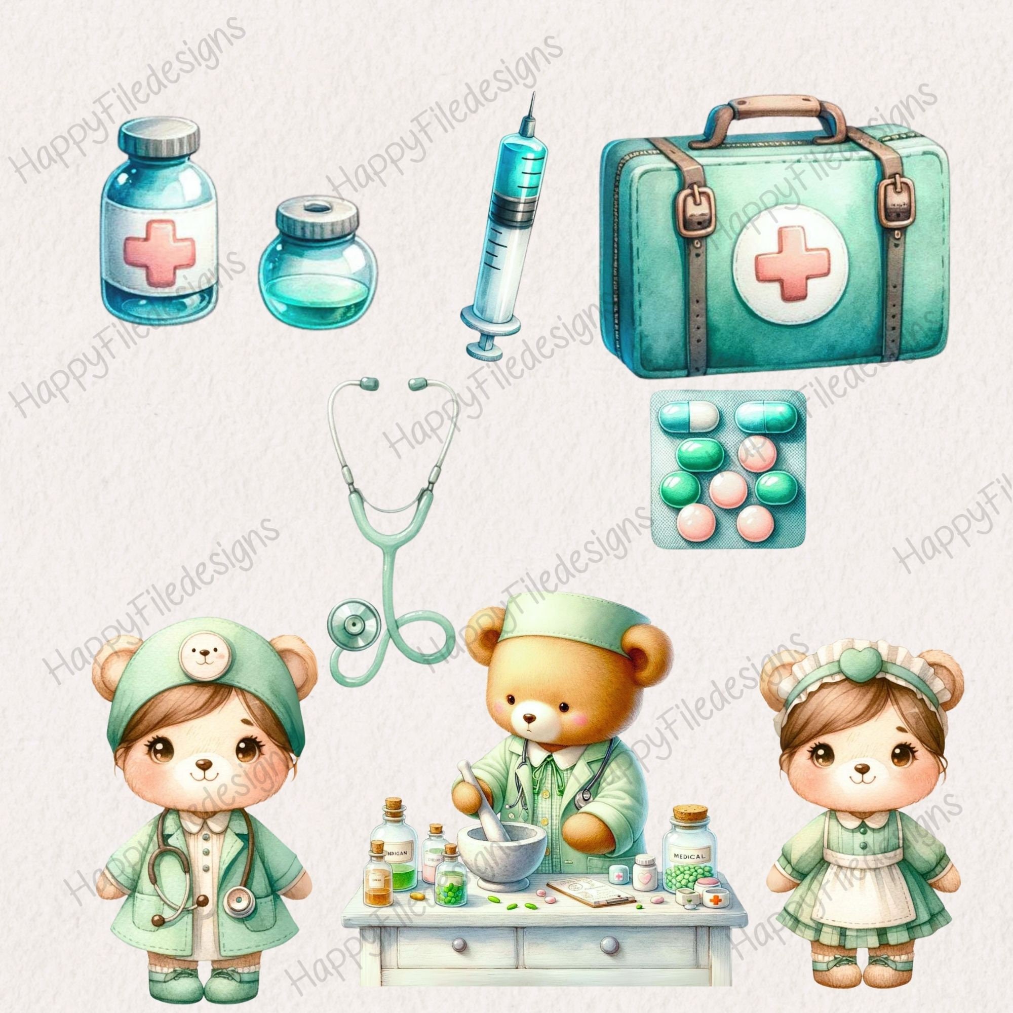 Watercolor Doctor Clipart, Hospital, Medical Nurse Images, Cute Animals ...