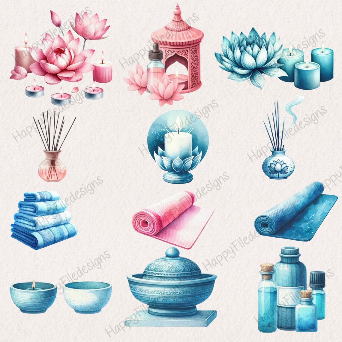 Watercolor Yoga Clipart: Meditation, Self Care PNG Stickers (digital ...