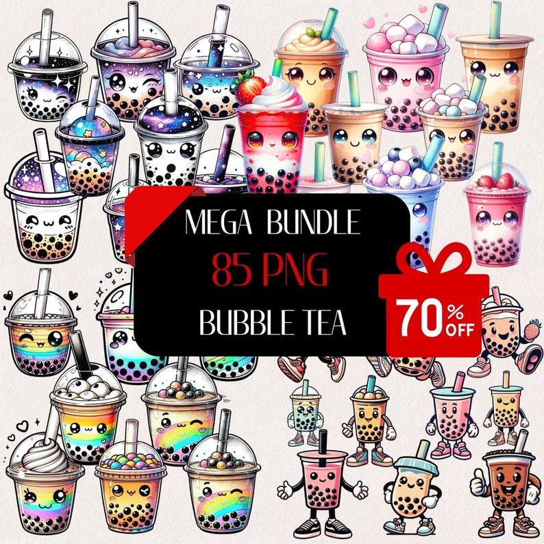 Bundle Boba Tea Clipart, Bubble Tea Kawaii Clipart Set, Cute Bubble Tea ...